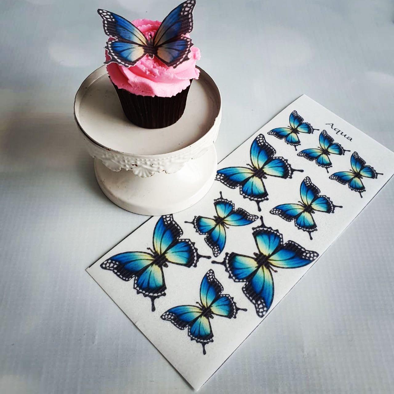 Edible Butterfly Set Of 9 - Aqua